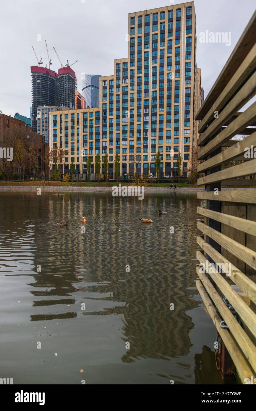 city modern architecture park with a lake urban nature .concept natural ...