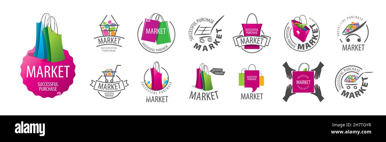 A set of vector Market logos on a white background Stock Vector Image ...