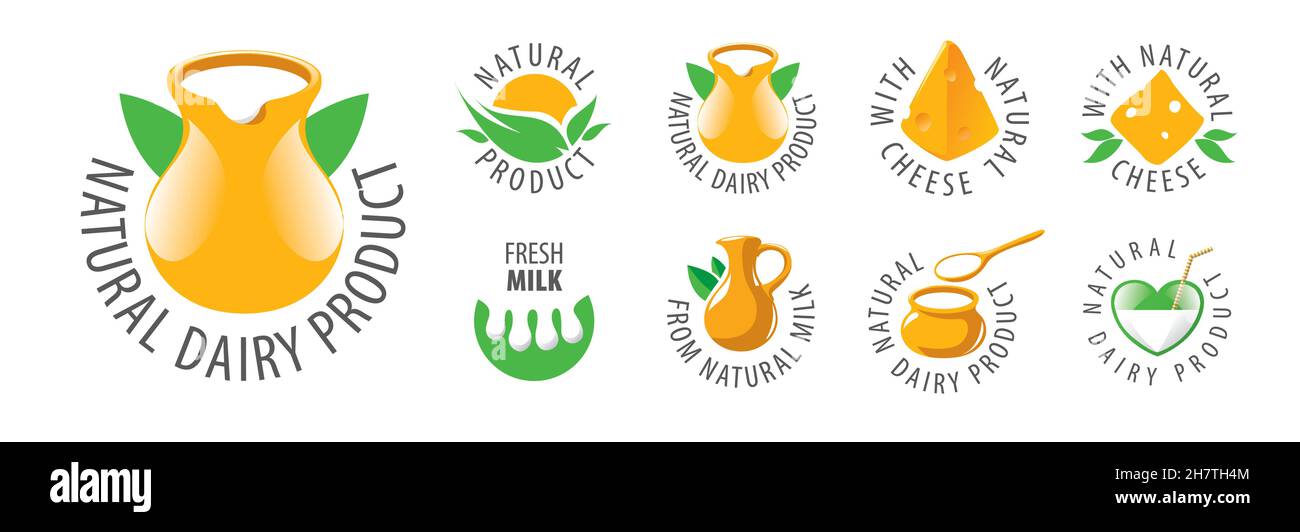 A set of vector logos of Dairy products on a white background Stock ...