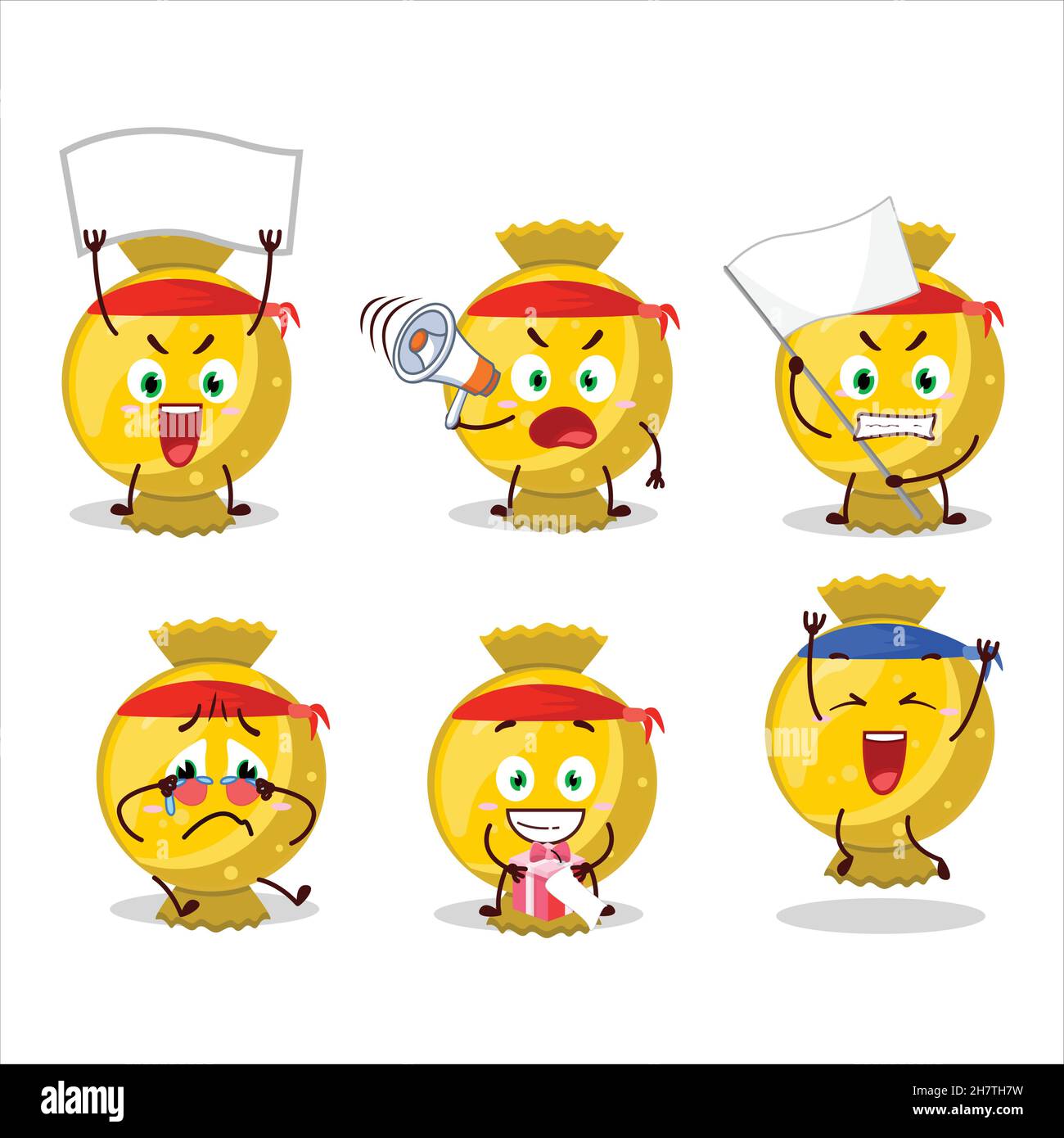 Mascot design style of yellow candy wrap character as an attractive ...