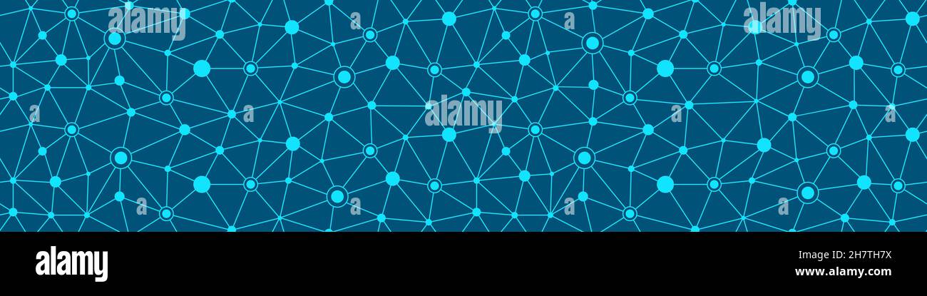 Seamless pattern with connected dots on blue background. Social media ...