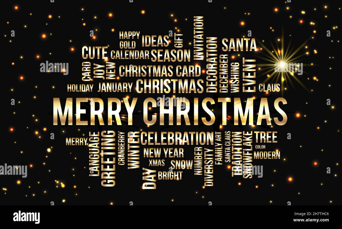 Merry Christmas vector text word cloud design template. Creative word ...