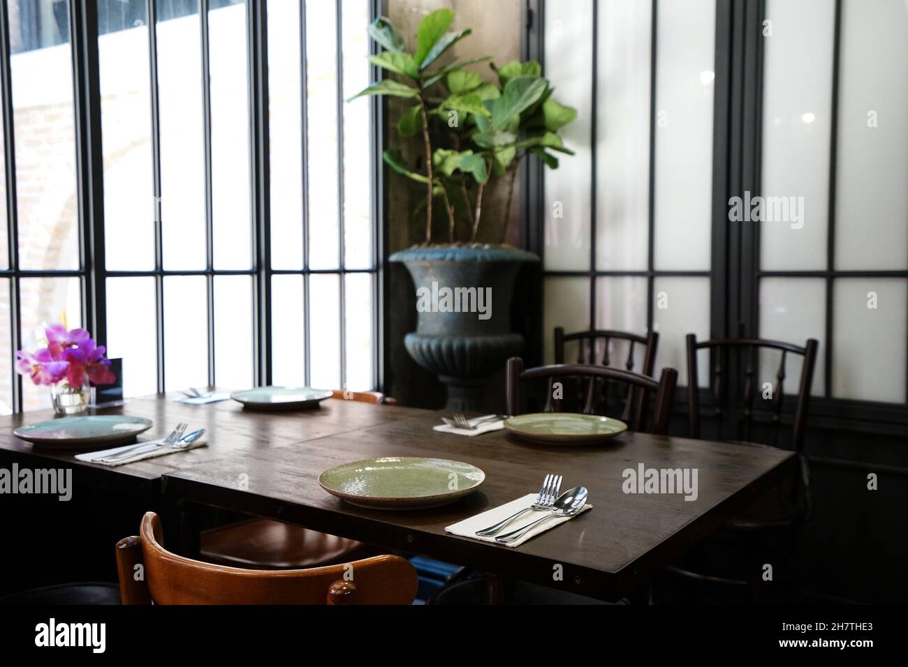 Interior decoration and design at local restaurant and coffee cafe ...