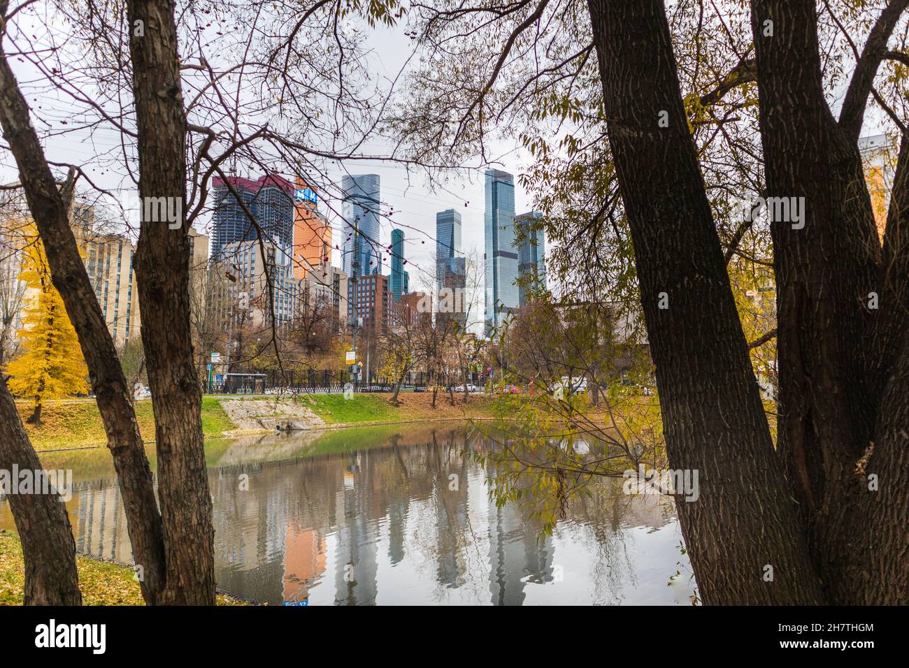 city modern architecture park with a lake urban nature .concept natural ...