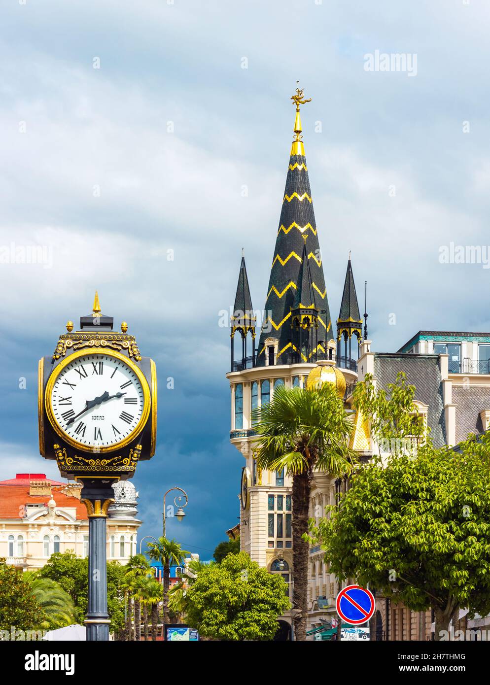 Batumi, Georgia, September 6, 2021: Europe Square, Clock, and View of ...