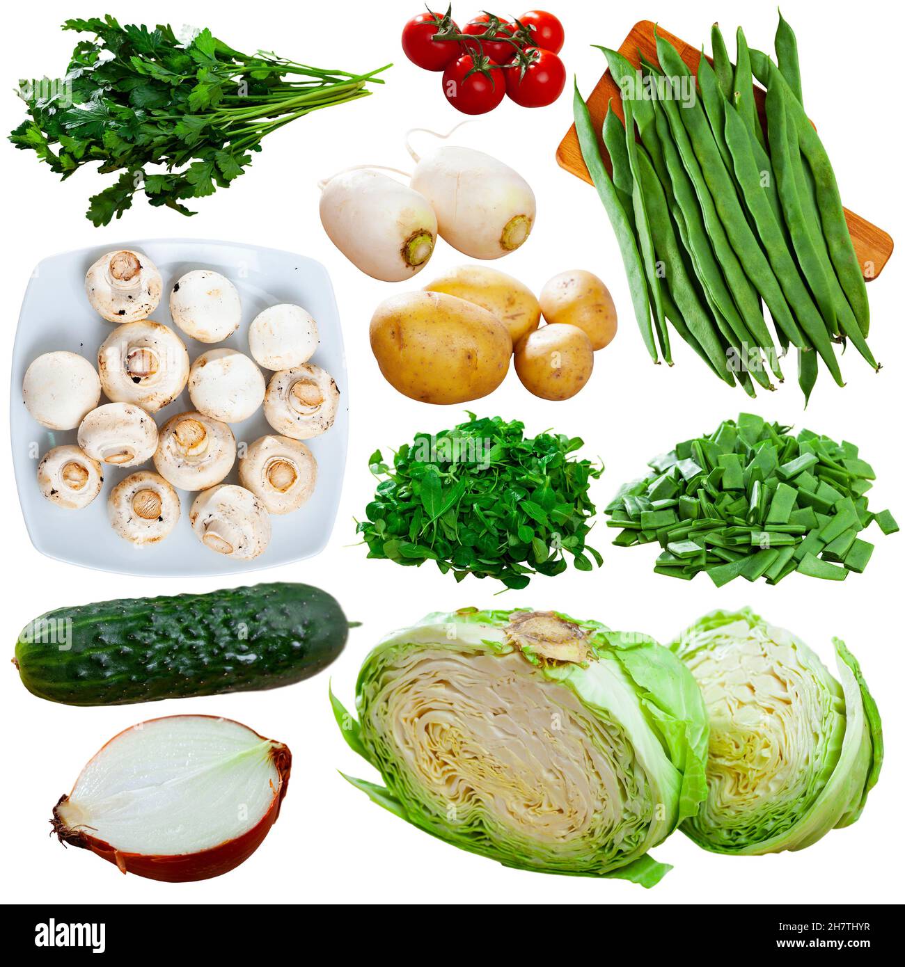 Collection of various vegetables isolated on white background Stock ...
