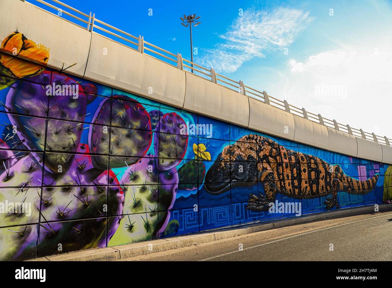 Mural on the Luis Encinas boulevard bridge in Sonora by members of the ...
