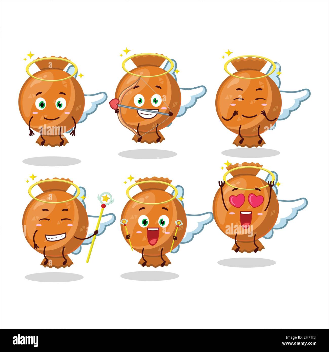 Orange Candy Wrap Cartoon Designs As A Cute Angel Character Vector