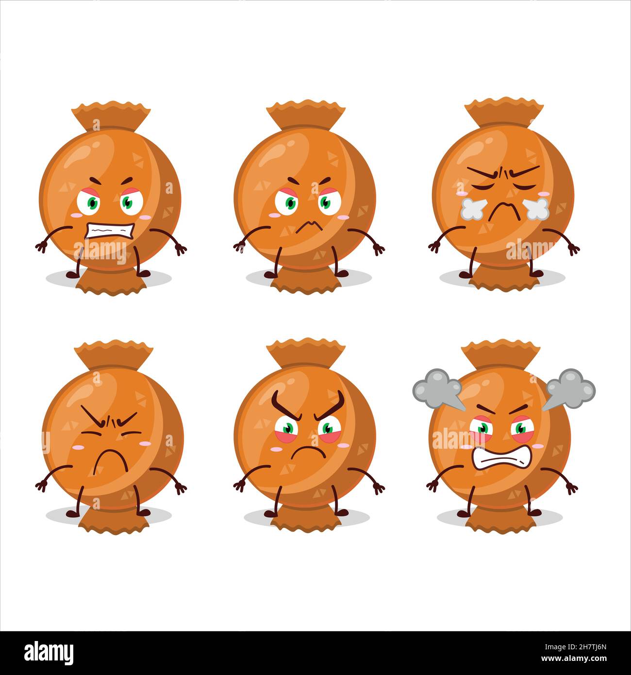 Orange candy wrap cartoon character with various angry expressions ...
