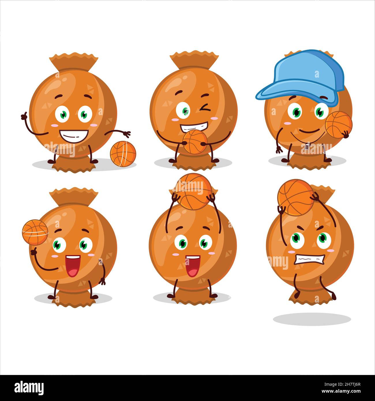 Talented orange candy wrap cartoon character as a basketball athlete ...
