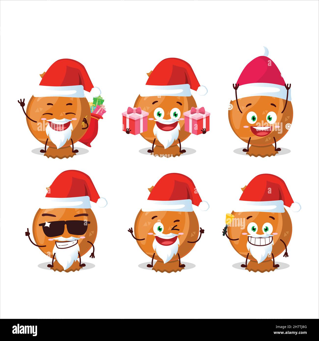 Santa Claus emoticons with orange candy wrap cartoon character. Vector ...