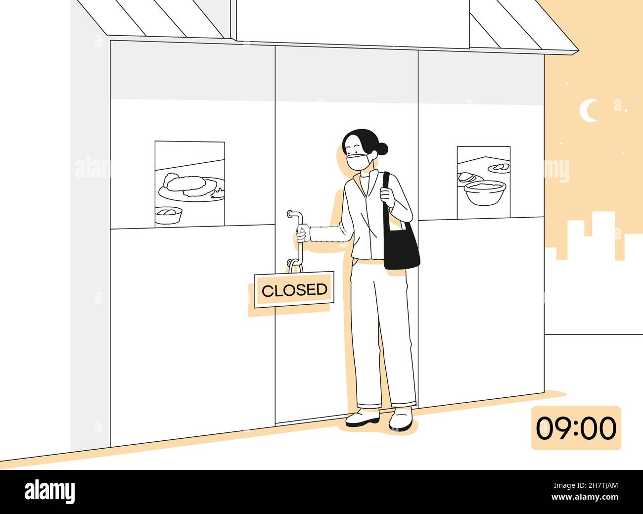 social distance, restricted business store hours Stock Photo - Alamy