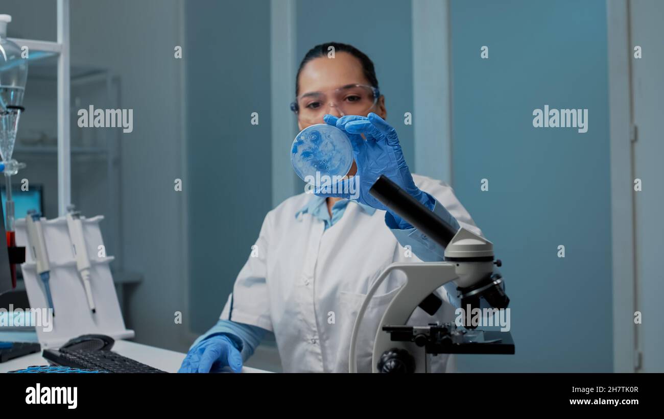 Chemist doctor using animation computer hi-res stock photography and ...