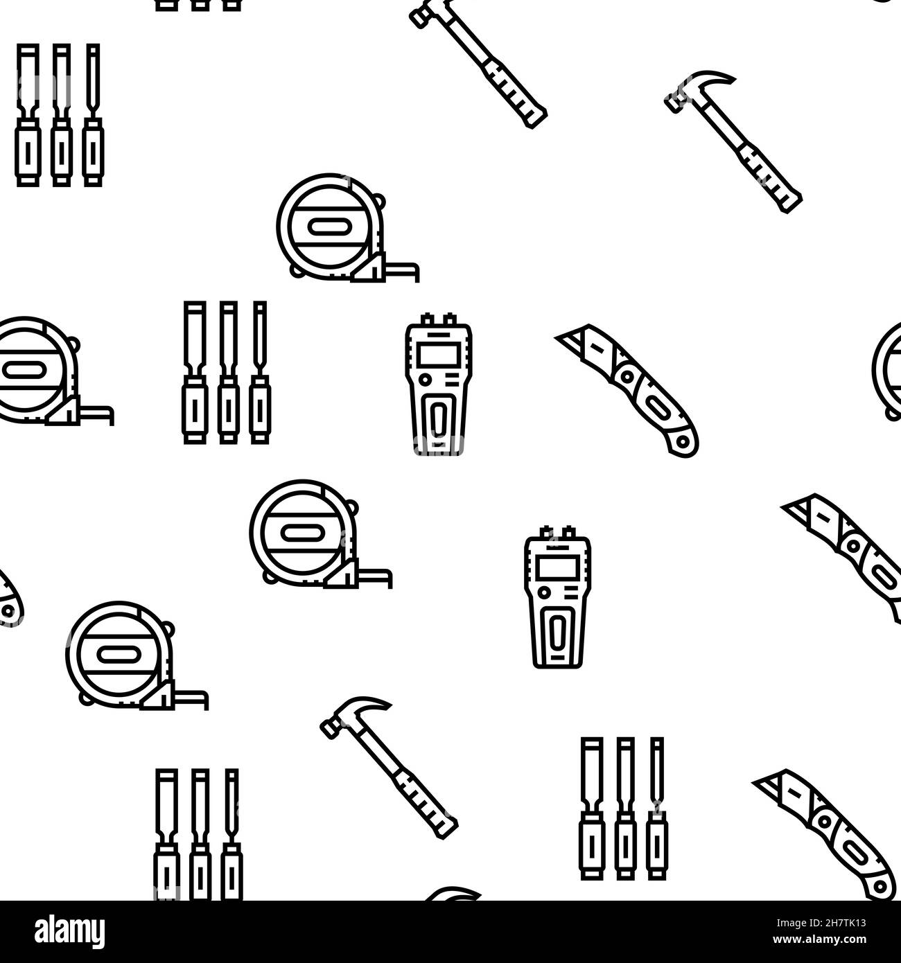 Carpenter Tool And Accessory Vector Seamless Pattern Stock Vector Image ...