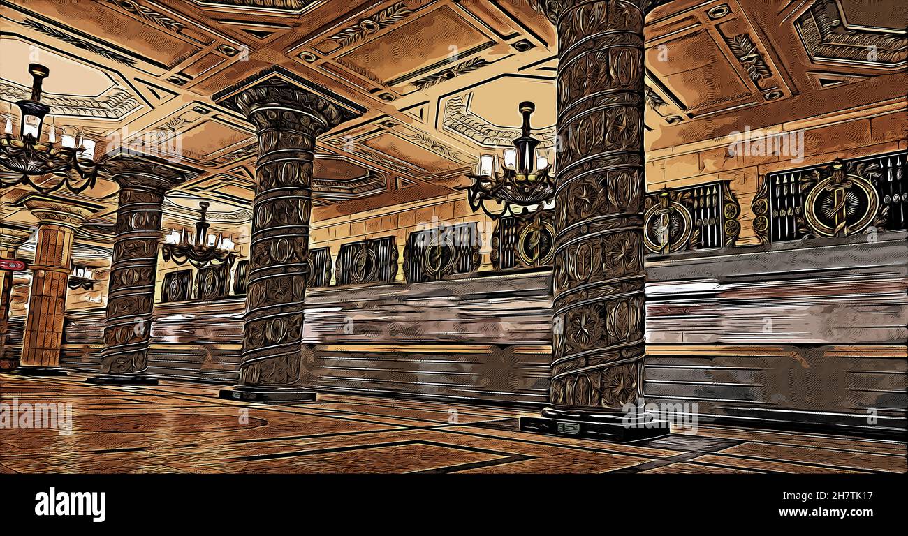 Wagon train historic painting hi-res stock photography and images - Alamy