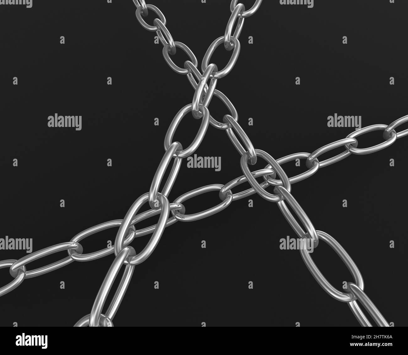 Strained chain from metal on black background. 3d render Stock Photo ...