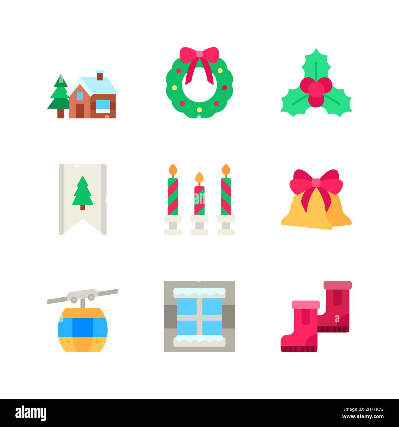 christmas and winter outfits and gift object vector icons Stock Photo ...