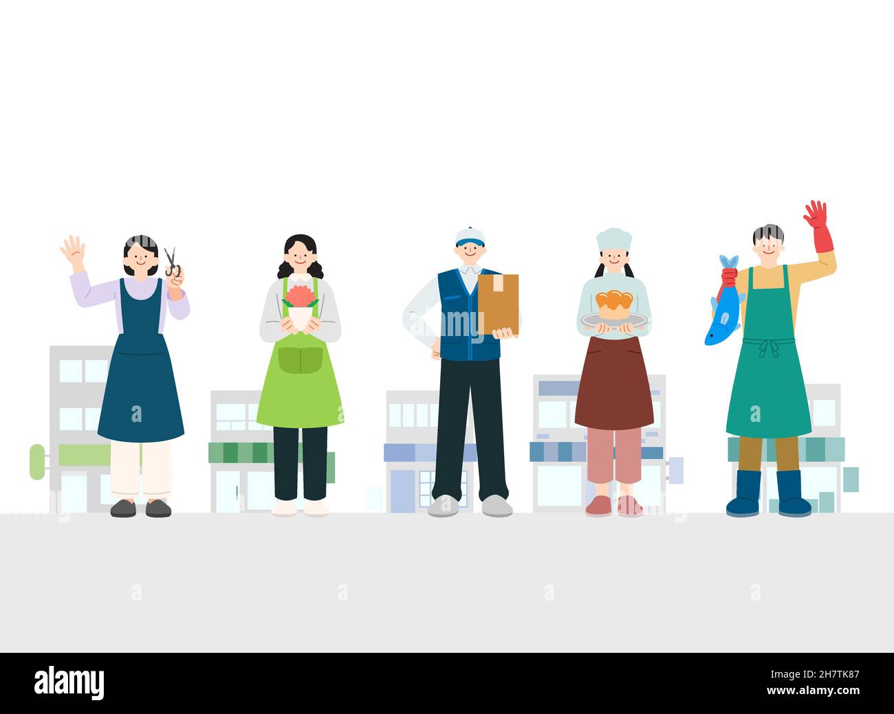 variety of self employed, small business owners smiling together Stock ...