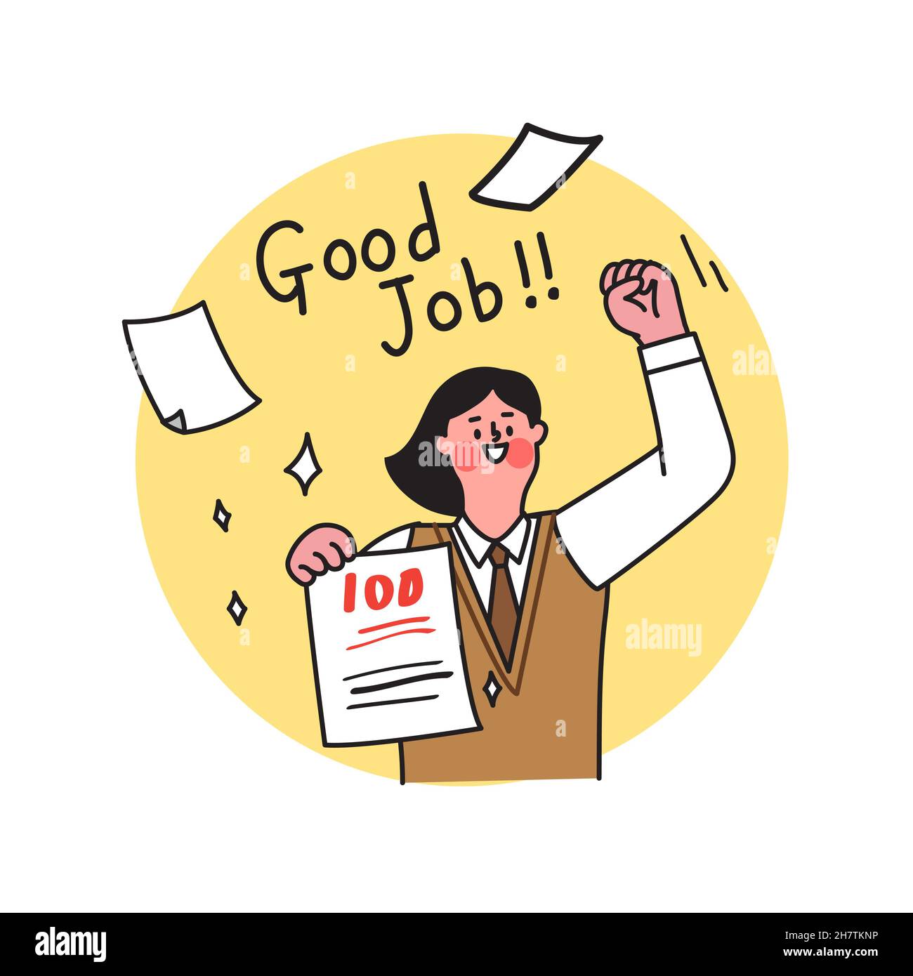 high school student cheering for perfect score in exam Stock Photo - Alamy