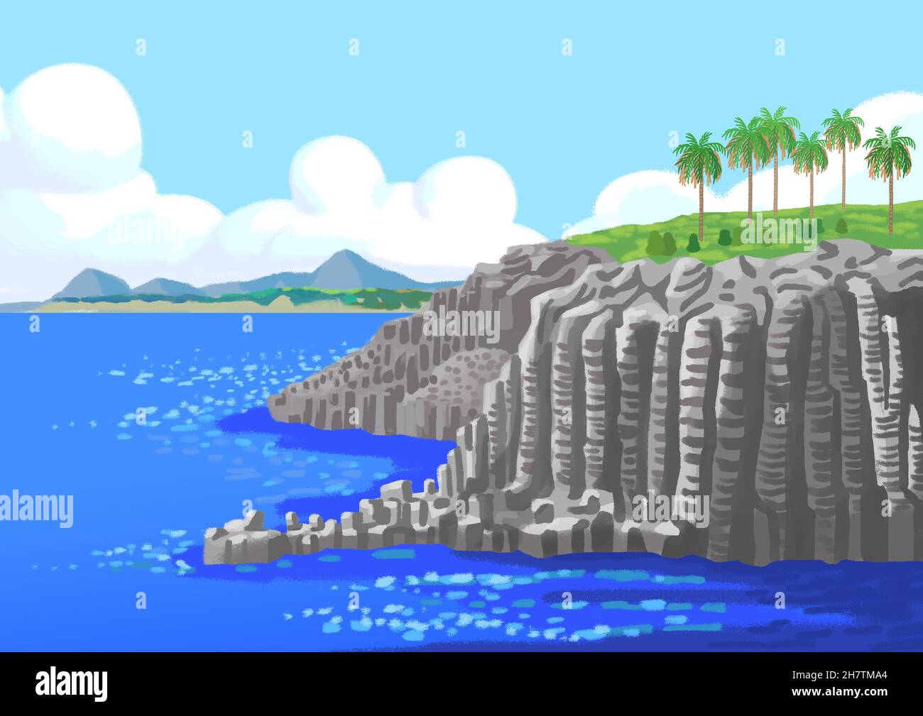 Daepo columnar joint landscape in Jeju Stock Photo - Alamy