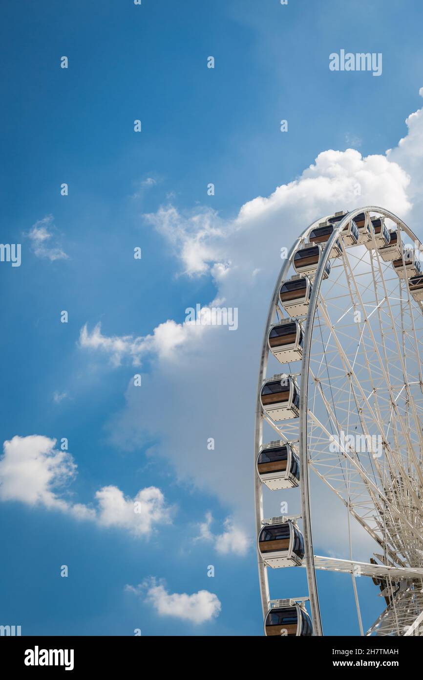 White big Ferris wheel with blue sky sharp clouds background Stock ...