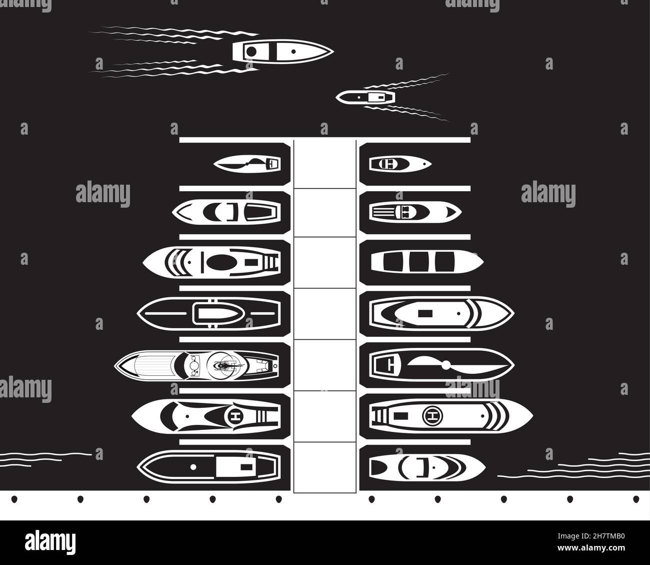 Marina yacht deck pier Stock Vector Images - Alamy