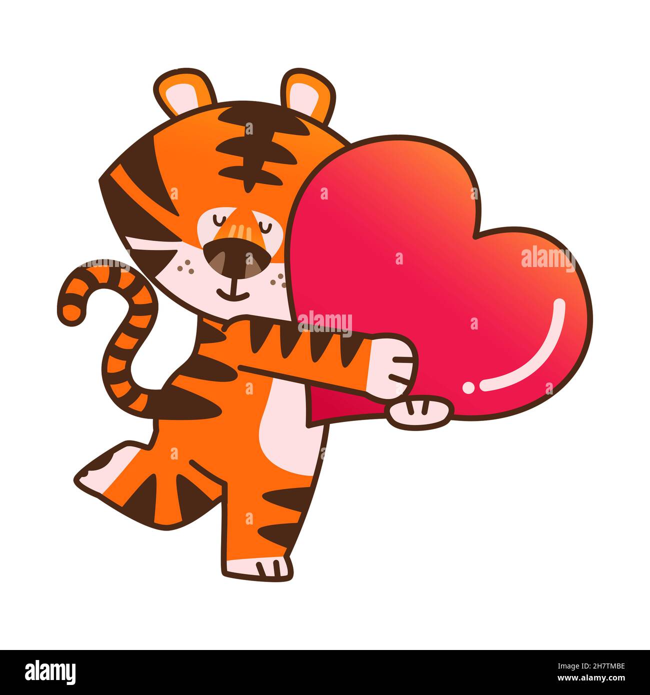 cute tiger character with emotions and motions Stock Photo - Alamy