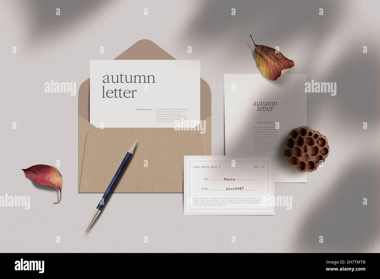 autumn shadow and letter concept graphic background Stock Photo - Alamy