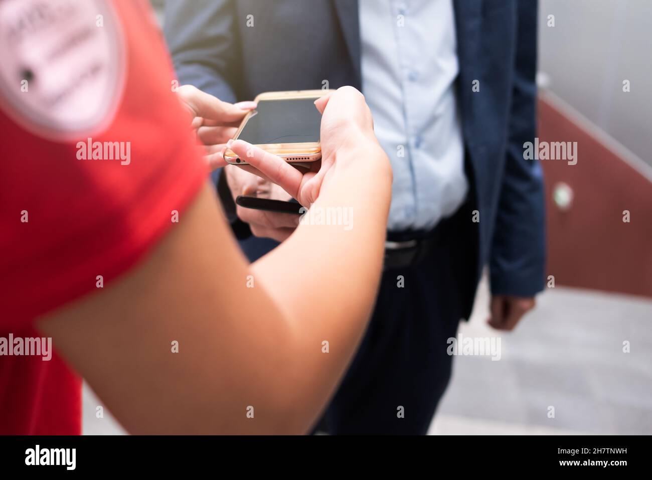 Event QR code ticket scanning before begining of business conference ...