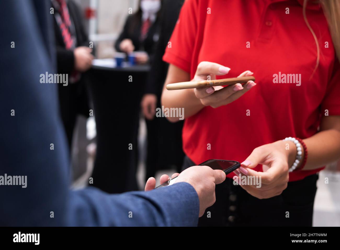 Event QR code ticket scanning before begining of business conference ...