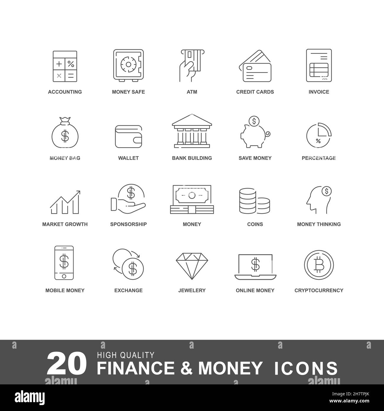 Finance and money icon vector collection, outline, line, eps 10 Stock ...
