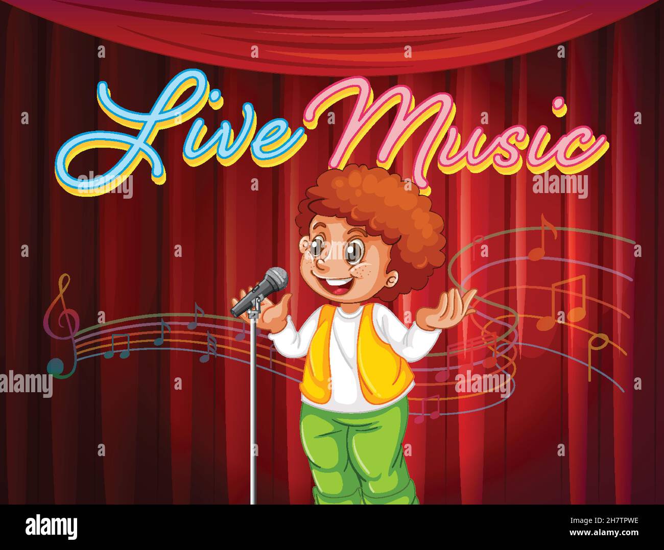 A boy performing singing on stage illustration Stock Vector Image & Art ...