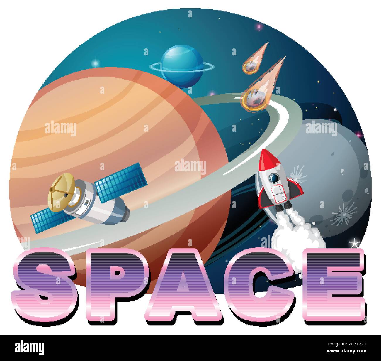 Space word logo design with Spaceship illustration Stock Vector Image ...