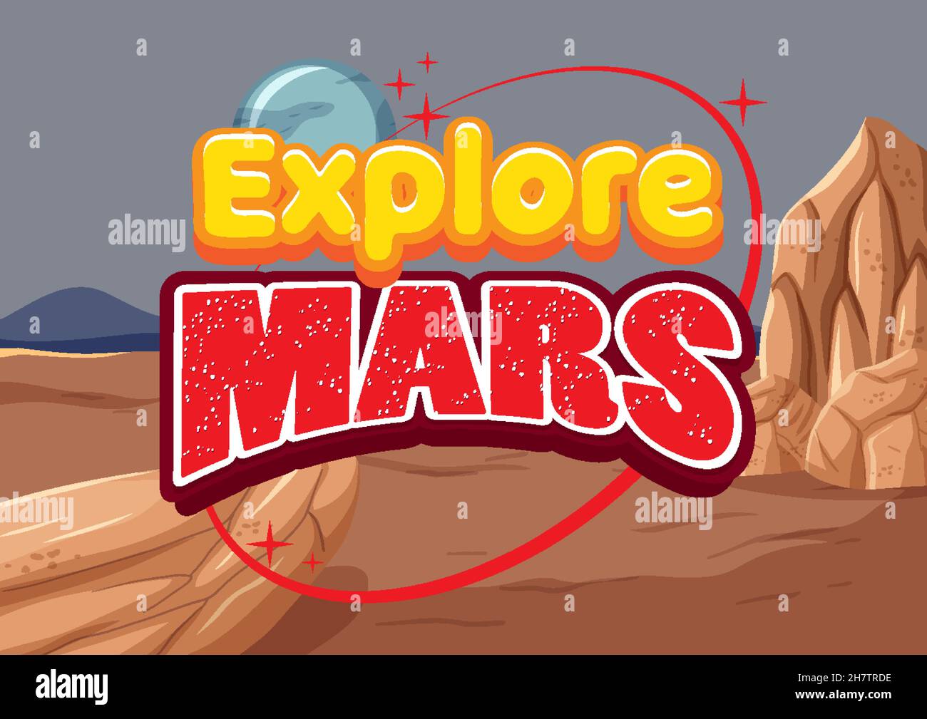 Explore Mars cartoon poster illustration Stock Vector Image & Art - Alamy