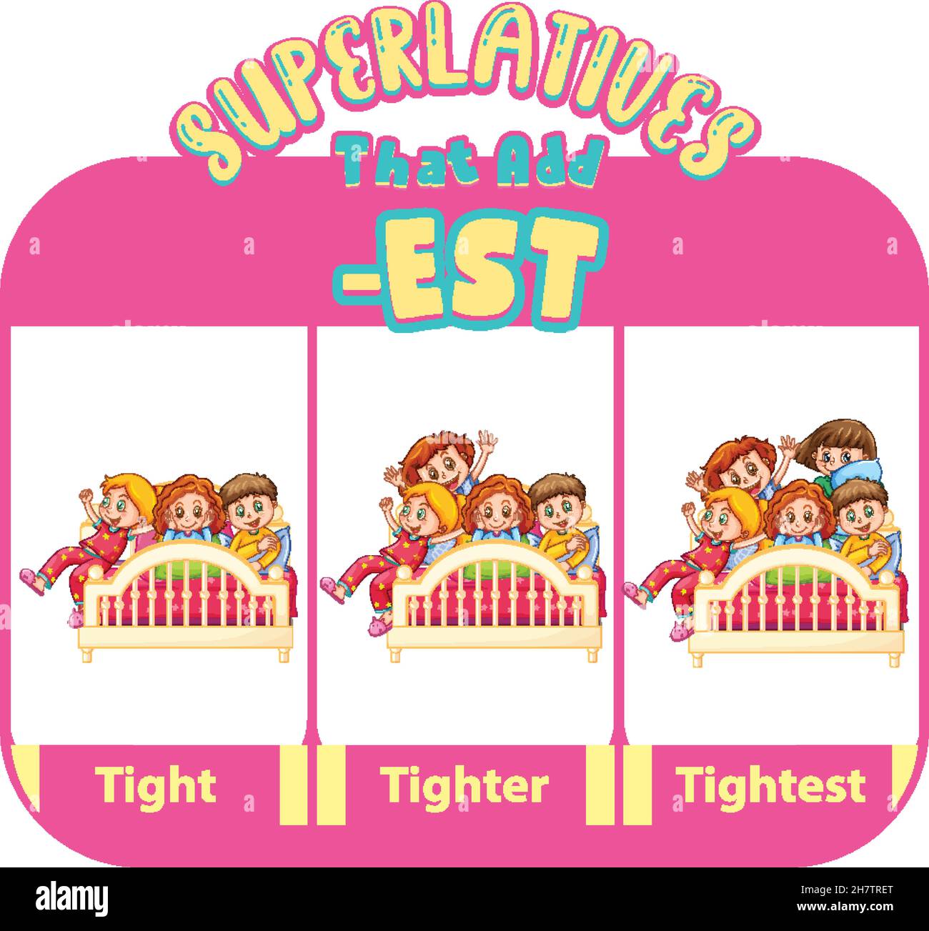 comparative-and-superlative-adjectives-for-word-tight-illustration