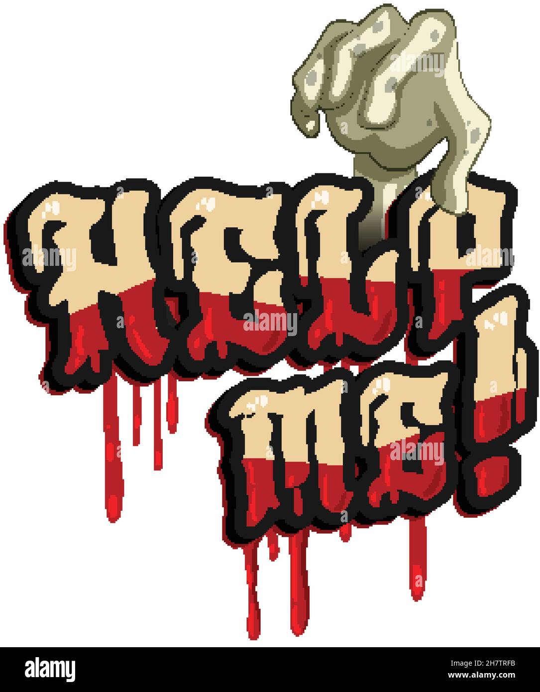 Help me word banner with zombie hand illustration Stock Vector Image ...