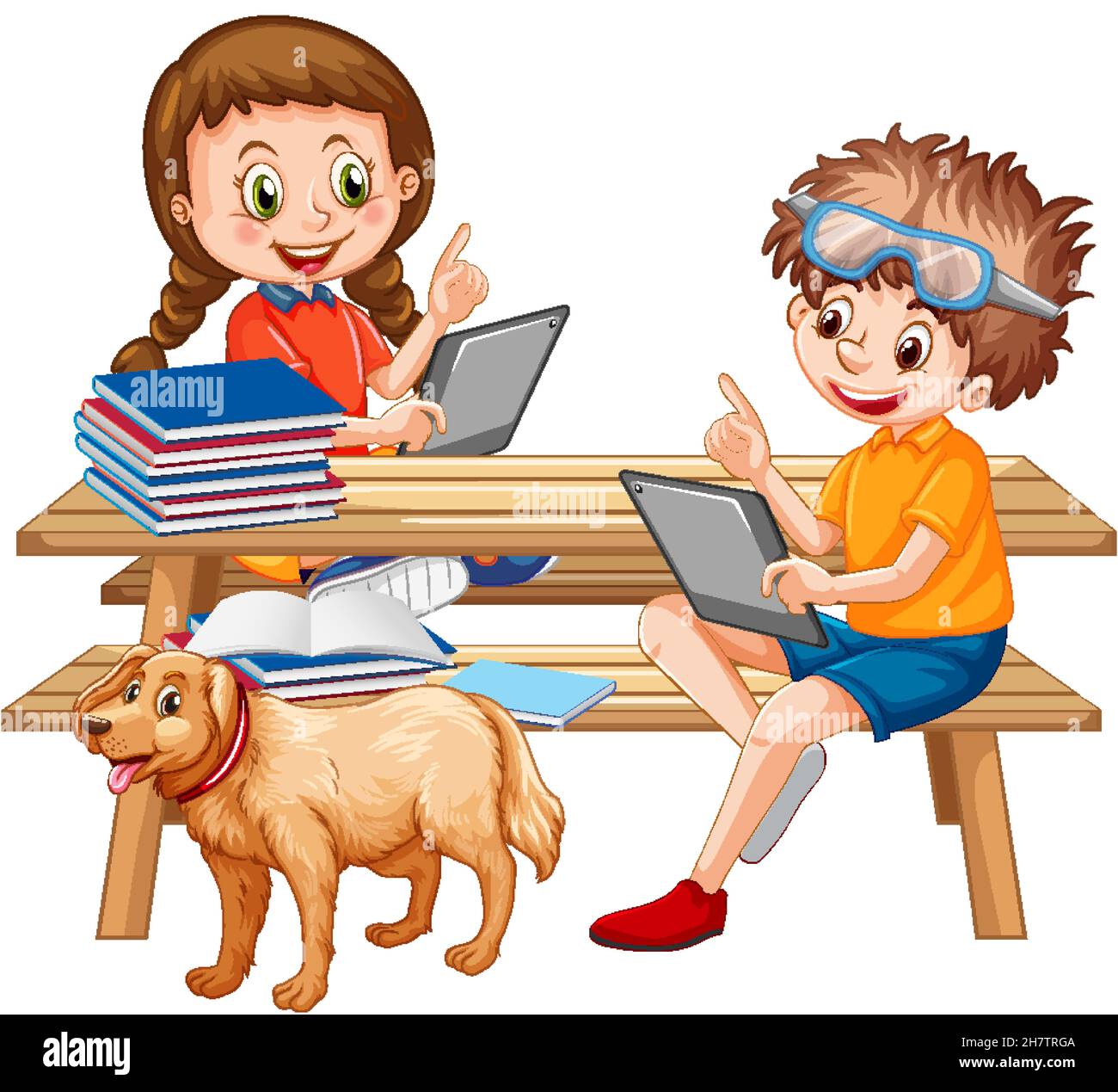 Drawing using computers at school Stock Vector Images - Alamy