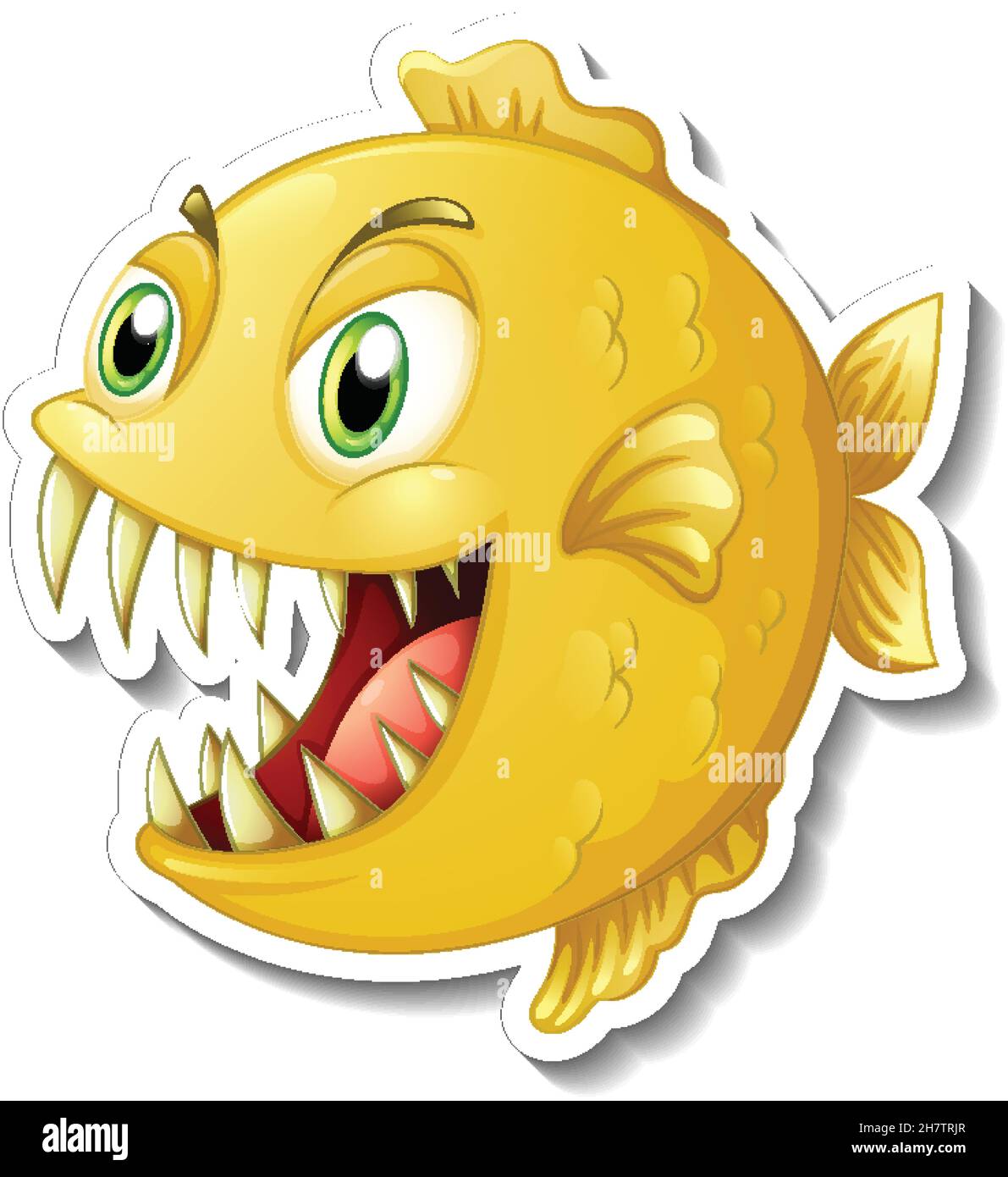 Angry piranha fish cartoon sticker illustration Stock Vector Image ...