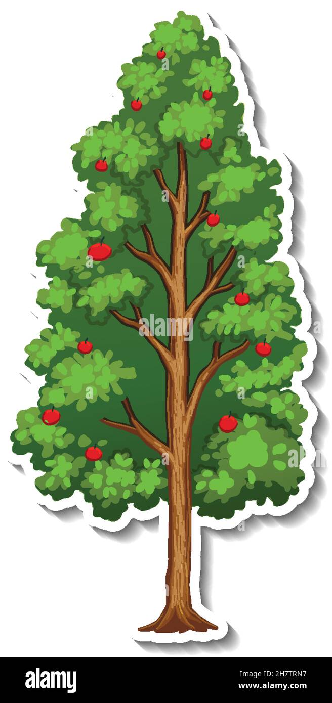 Tree sticker on white background illustration Stock Vector Image & Art ...