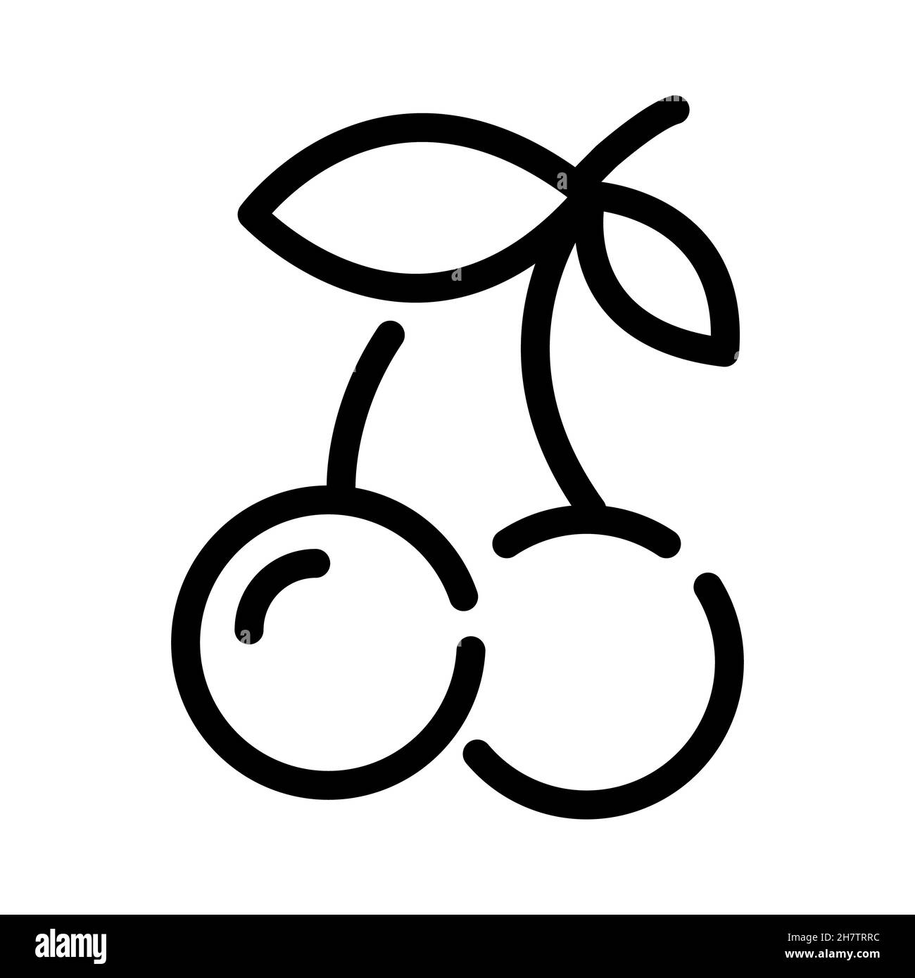 Cherry flat icon. Pictogram for web. Line stroke. Isolated on white ...