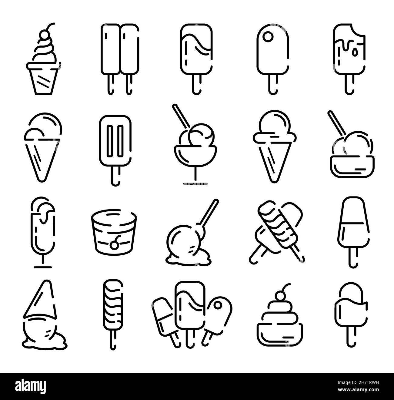 Ice cream icon set. Pictogram for web. Line stroke. Scecream isolated ...