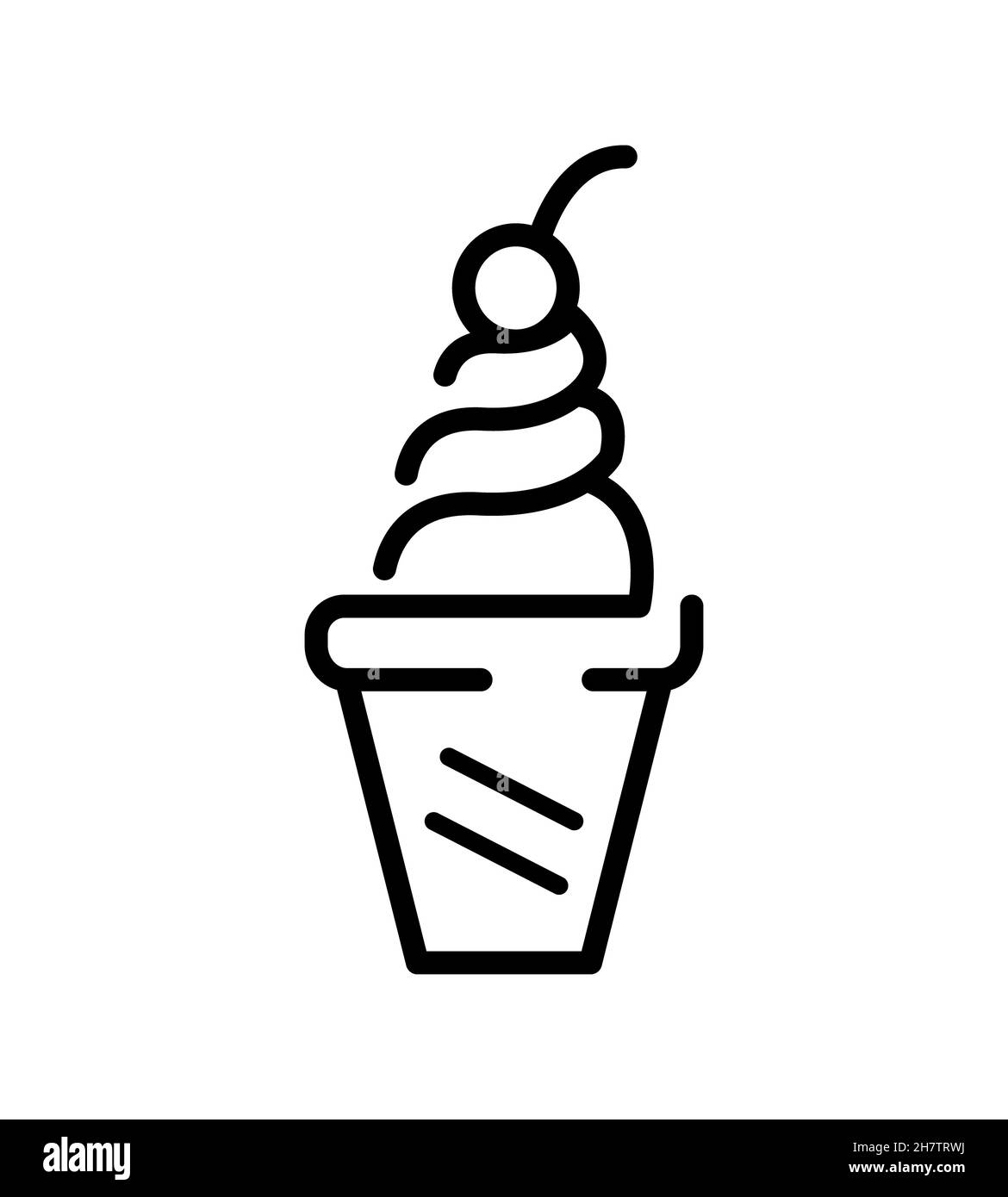 Ice cream flat icon. Pictogram for web. Line stroke. Icecream isolated ...