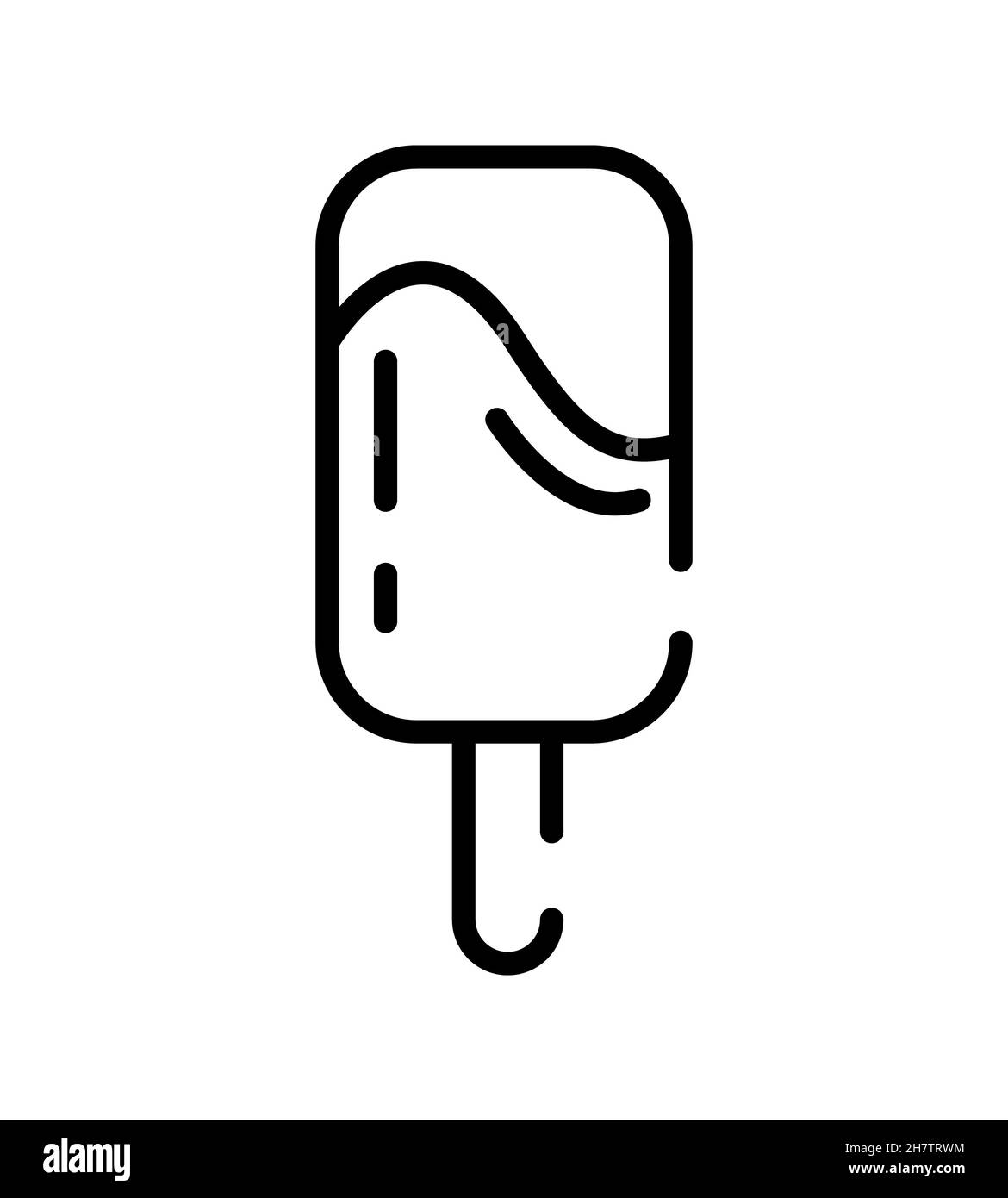 Ice cream flat icon. Pictogram for web. Line stroke. Icecream isolated ...