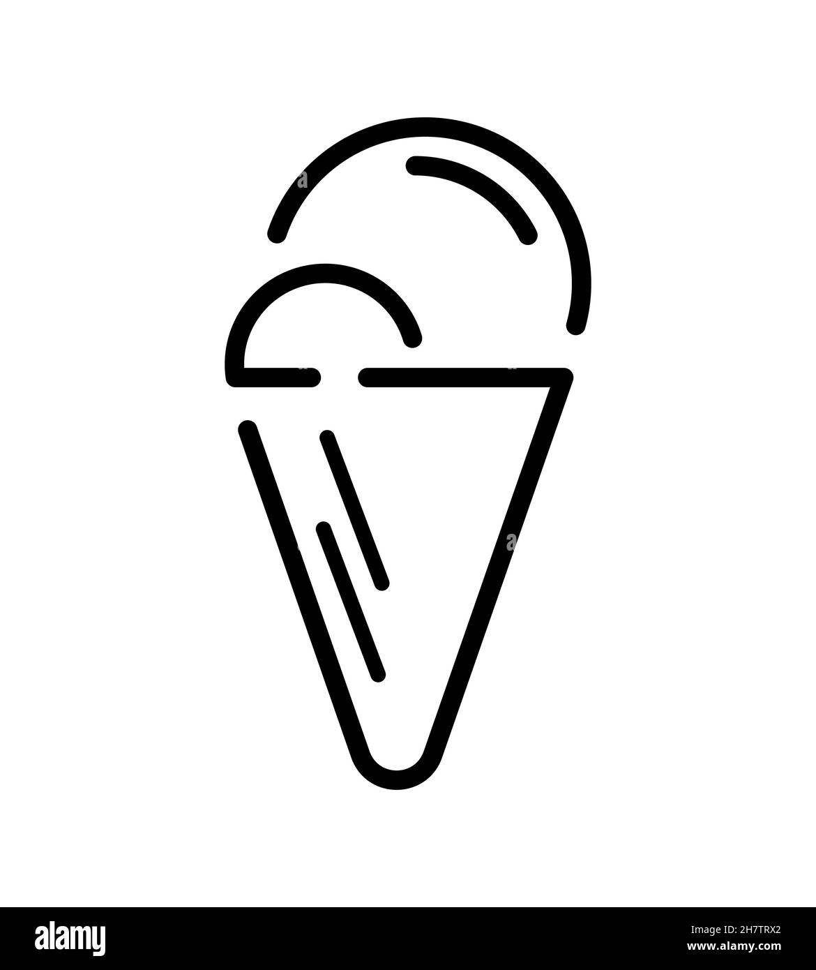 Ice cream flat icon. Pictogram for web. Line stroke. Icecream isolated ...