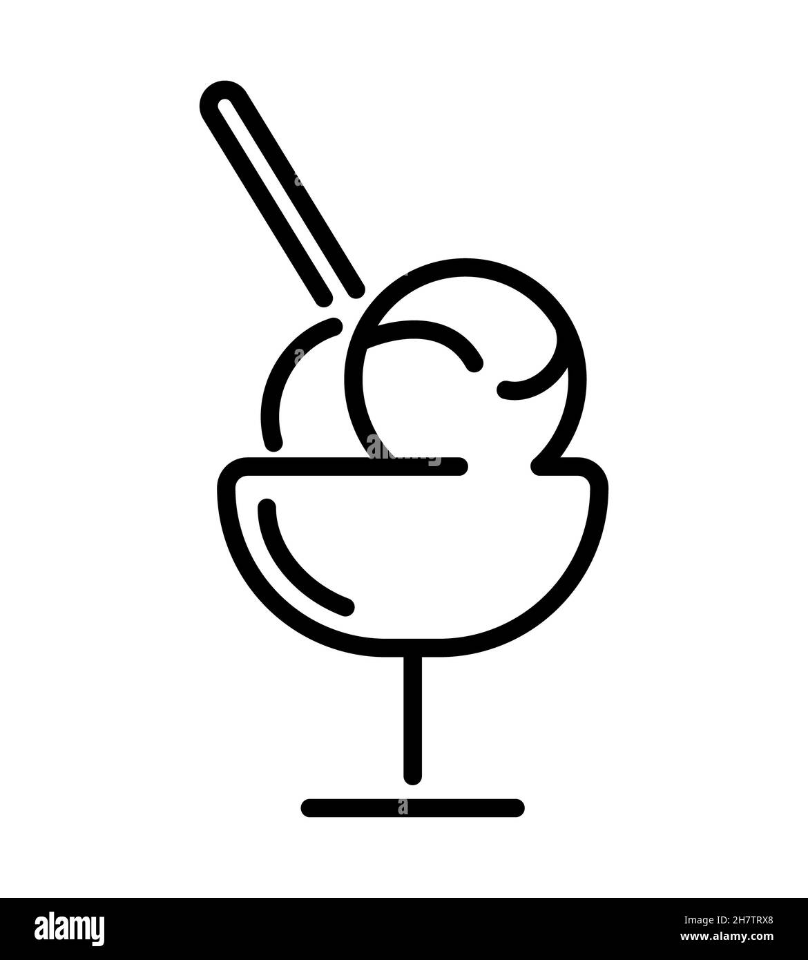 Ice cream flat icon. Pictogram for web. Line stroke. Icecream isolated ...