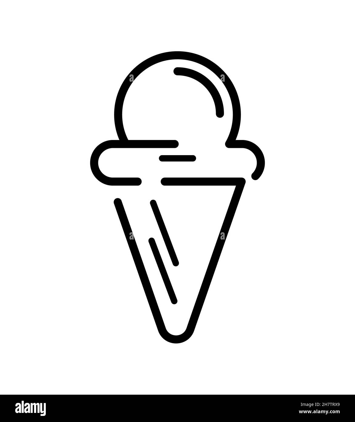 Ice cream flat icon. Pictogram for web. Line stroke. Icecream isolated ...