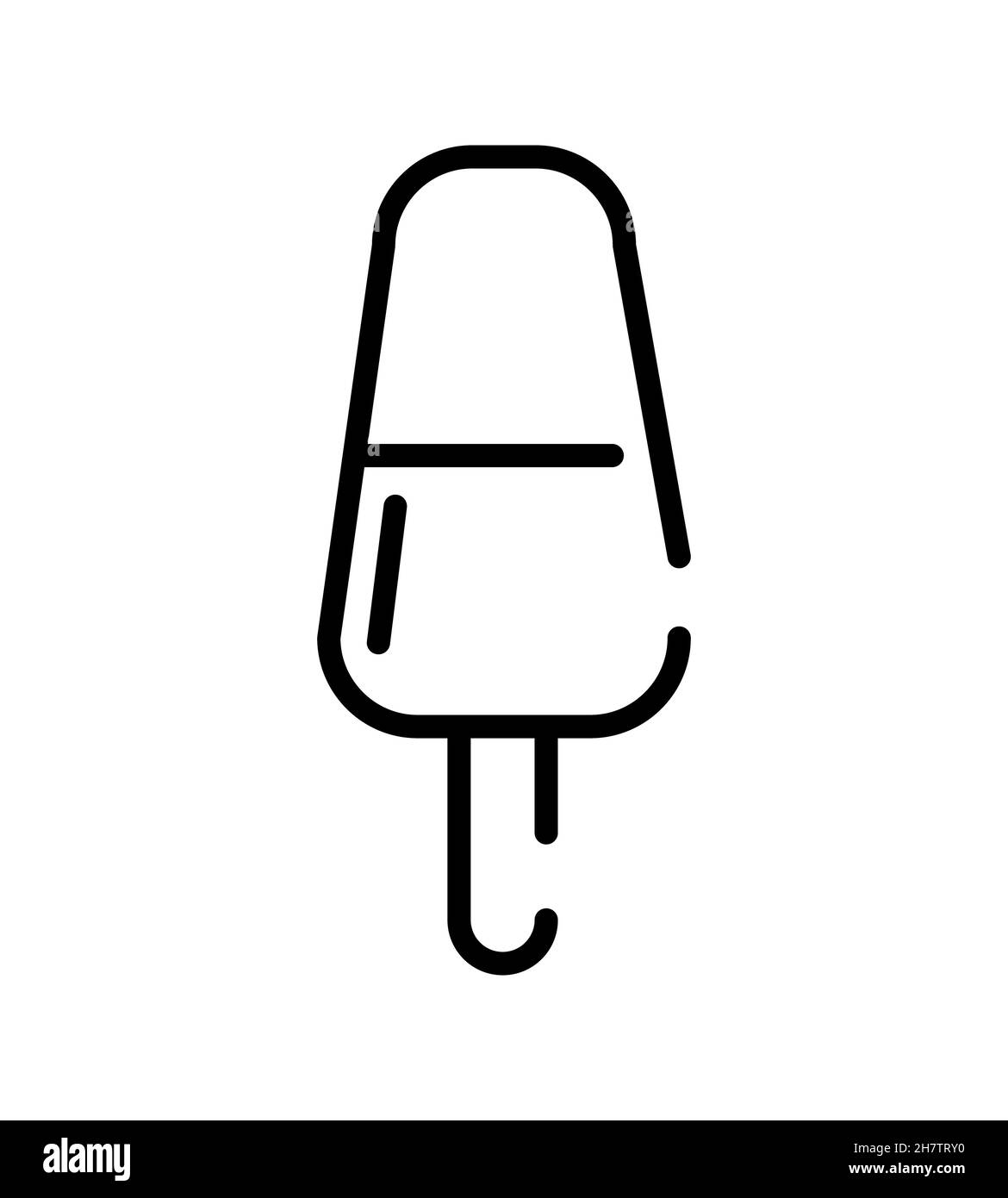Ice cream flat icon. Pictogram for web. Line stroke. Icecream isolated ...