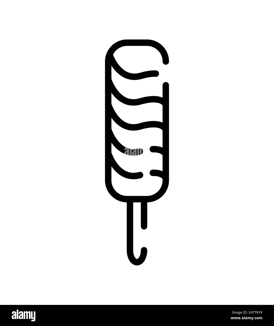Ice cream flat icon. Pictogram for web. Line stroke. Icecream isolated ...