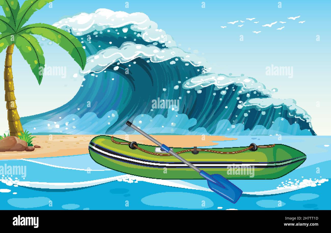 Inflatable boat at the beach illustration Stock Vector Image & Art - Alamy