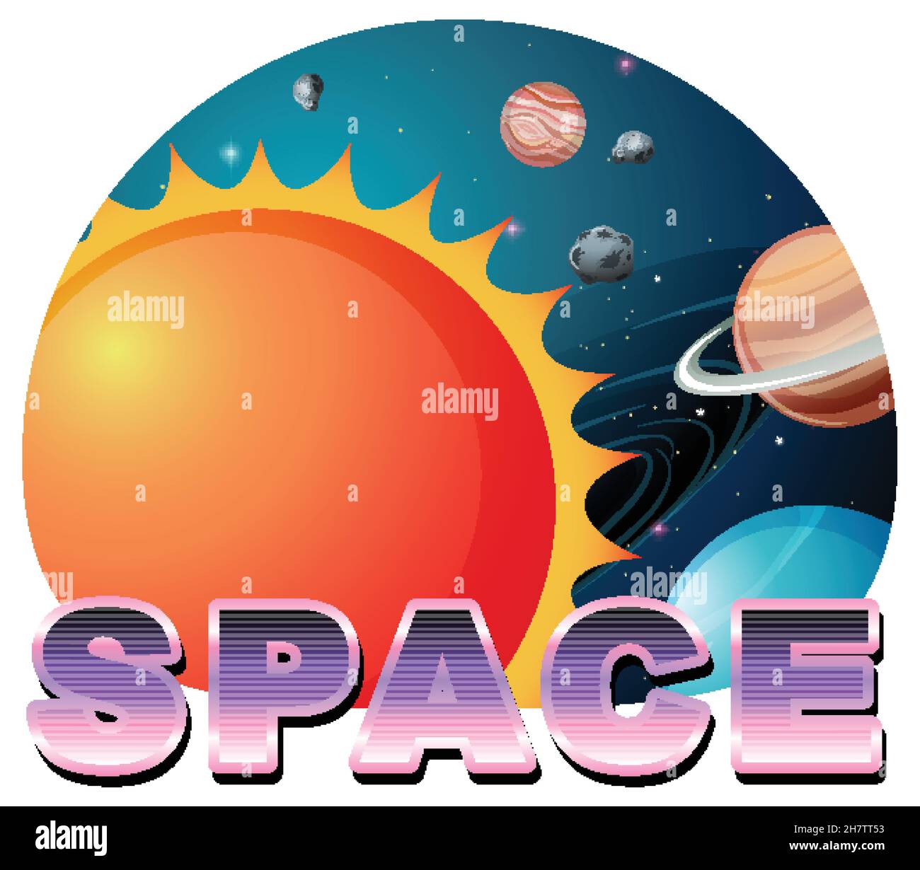 Space word design on sun and other planets illustration Stock Vector ...